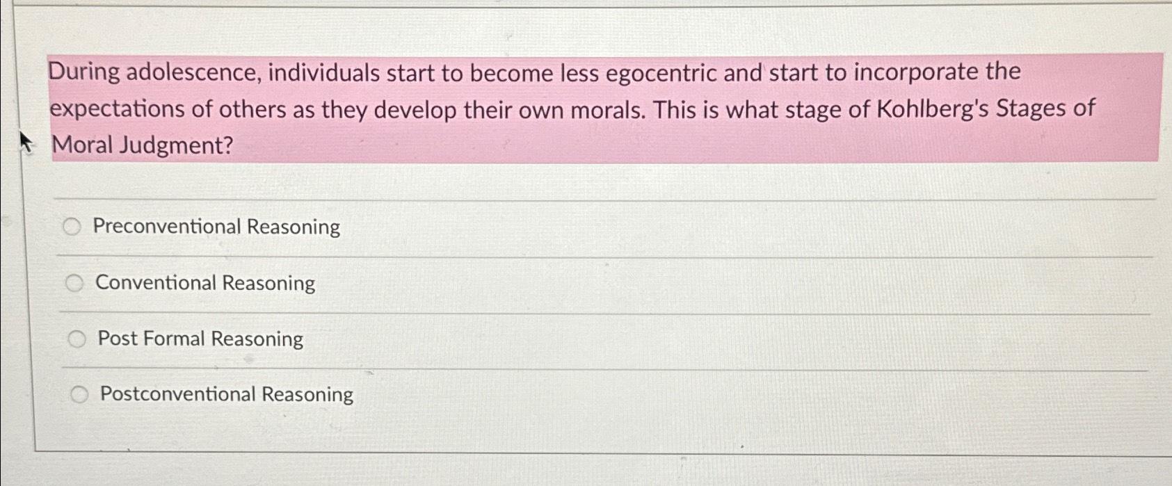 Solved During adolescence, individuals start to become less | Chegg.com