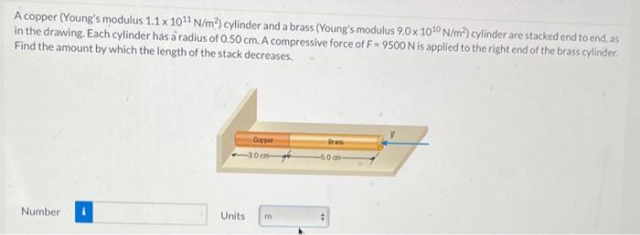 Solved A copper (Young's modulus 1.1×1011 N/m2 ) cylinder | Chegg.com