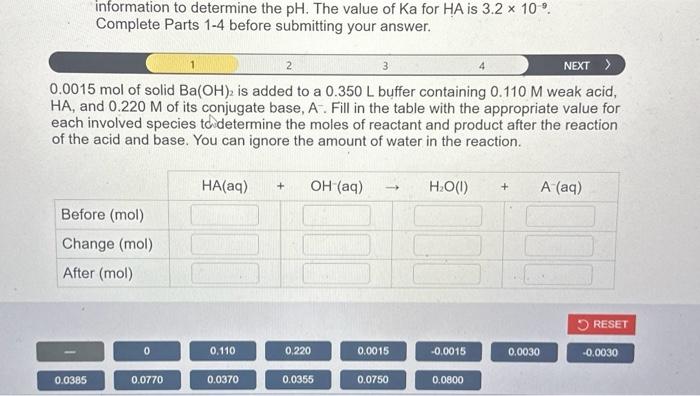 Solved information to determine the pH. The value of Ka for | Chegg.com