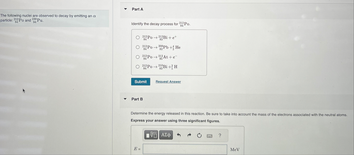 Solved Part AThe following nuclei are observed to decay by | Chegg.com