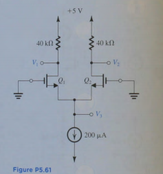 Solved In the circuit of Fig. P5.61. transistors Q1 and Q2 | Chegg.com