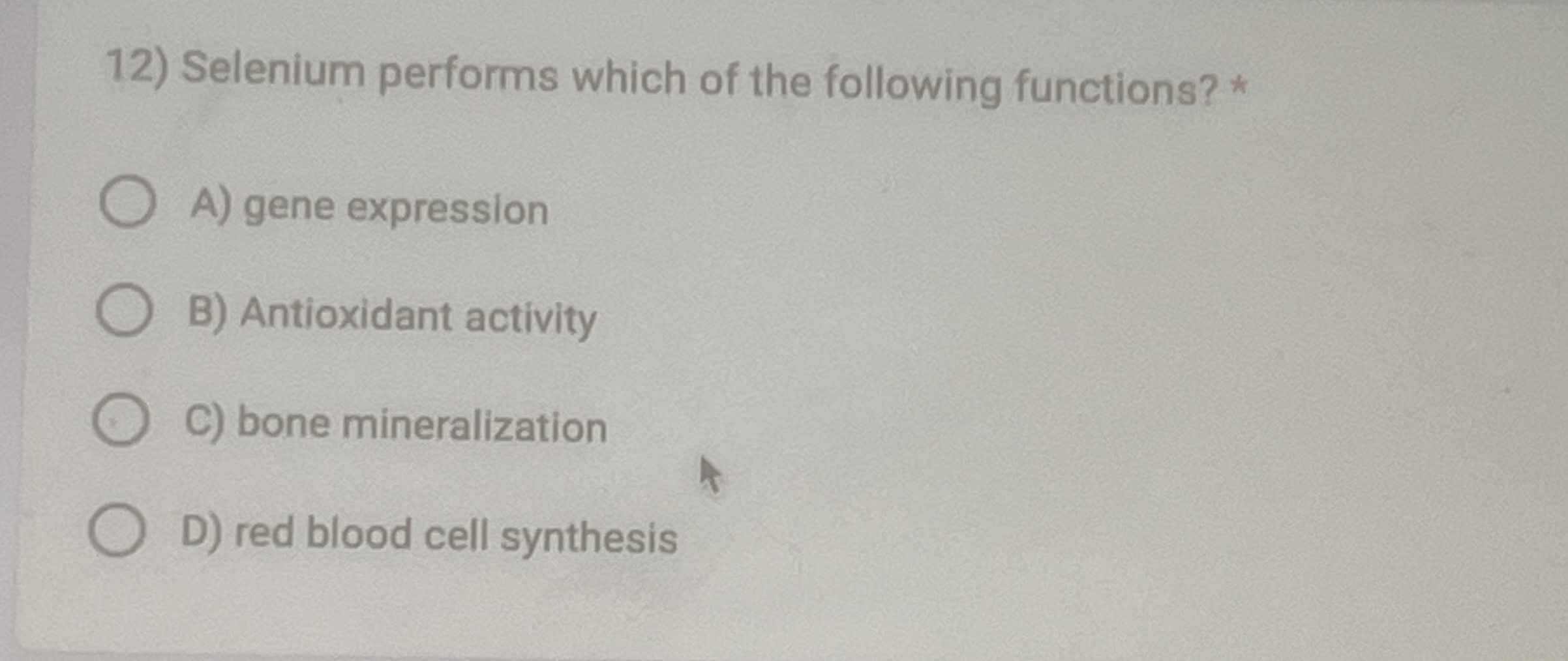 Solved Selenium performs which of the following functions? | Chegg.com