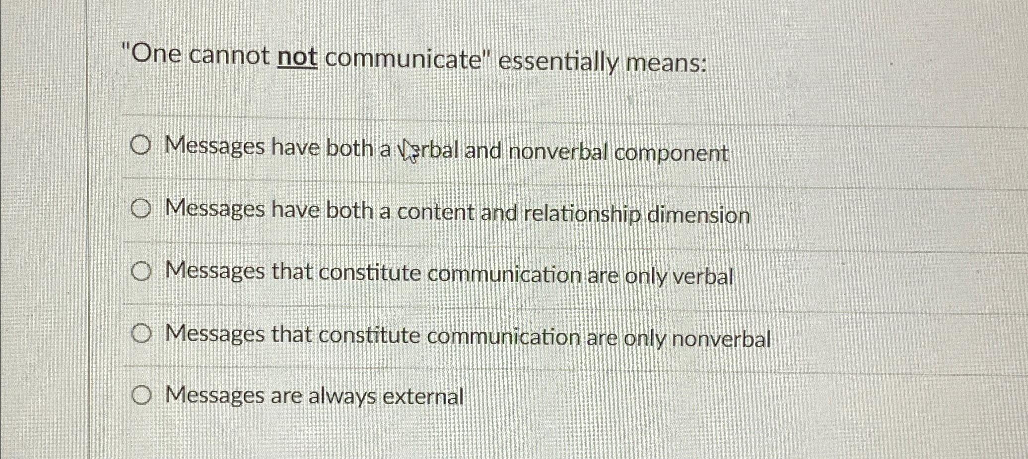 Solved "One cannot not communicate" essentially | Chegg.com