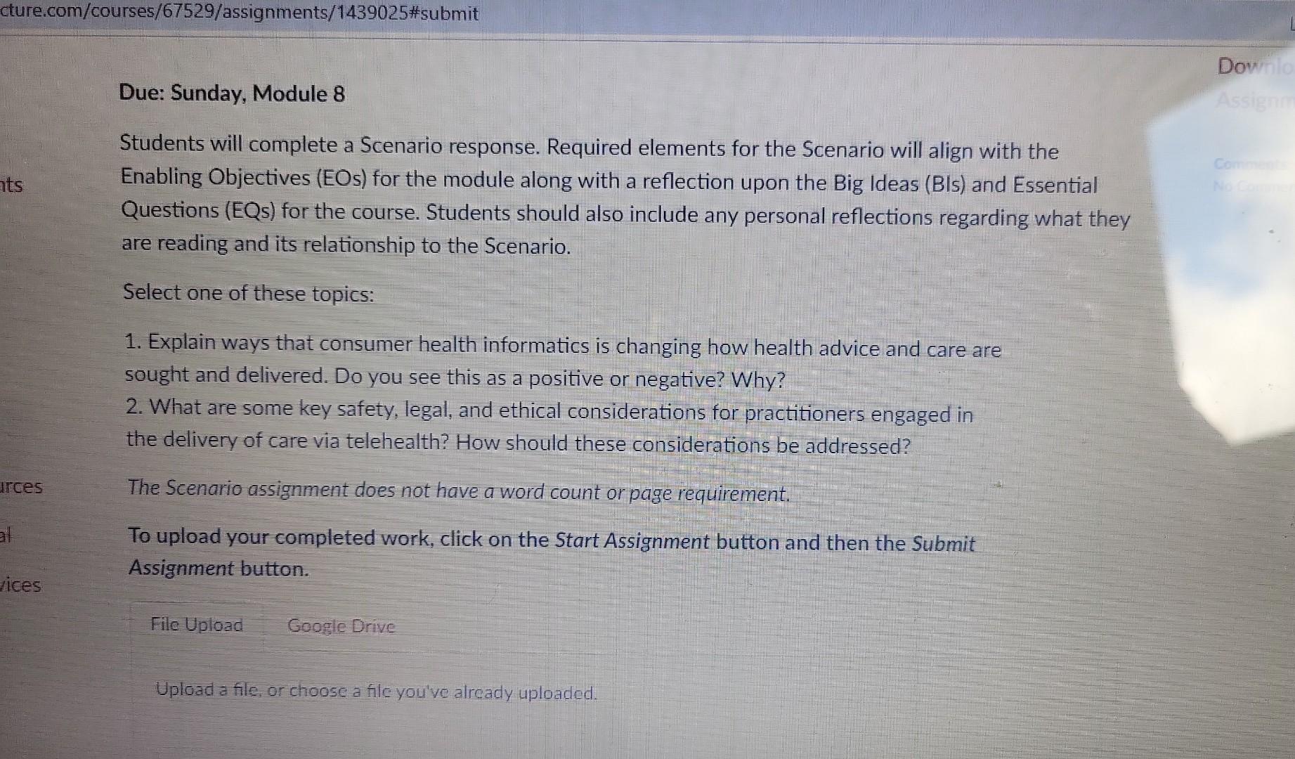 Solved Due: Sunday, Module 8 Students will complete a | Chegg.com