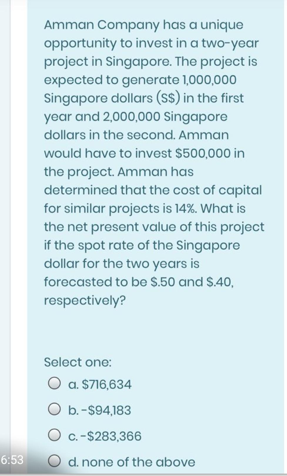 Solved Amman Company has a unique opportunity to invest in a | Chegg.com