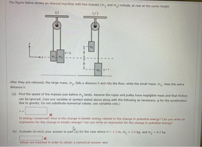 Solved The figure below shows an Atwood machine with two | Chegg.com