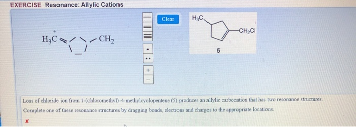 Solved EXERCISE Resonance: Allylic Cations Clear H3C -CH2CI | Chegg.com