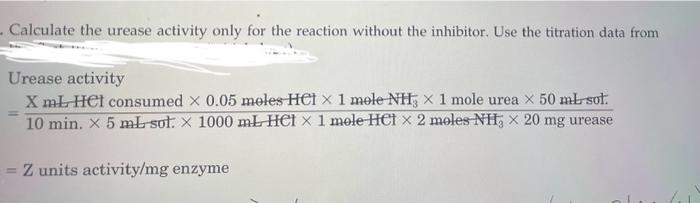 1. What would be the urease activity to use the slope | Chegg.com
