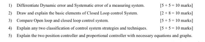 Solved 1) Differentiate Dynamic error and Systematic error | Chegg.com