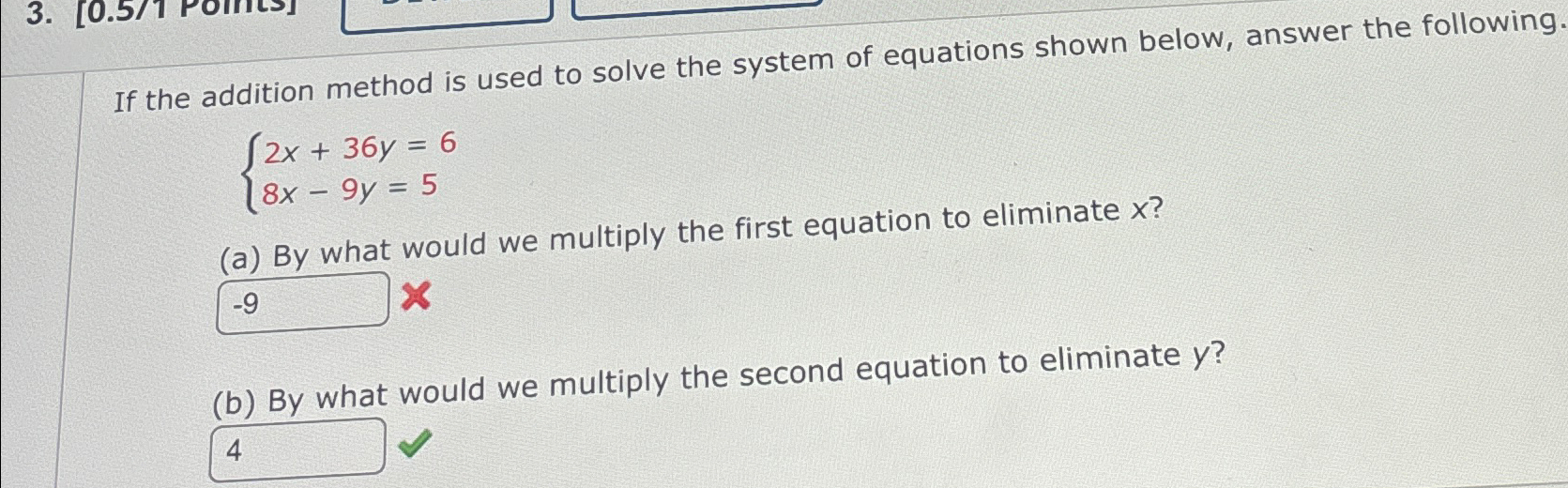 Solved If the addition method is used to solve the system of | Chegg.com