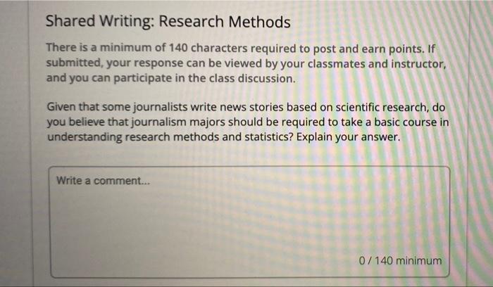 Solved Shared Writing: Research Methods There is a minimum | Chegg.com