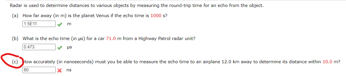 Solved Radar is used to determine distances to various | Chegg.com