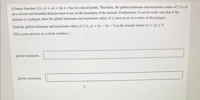 Solved A linear function f(x,y)=ax+by+c has no critical | Chegg.com