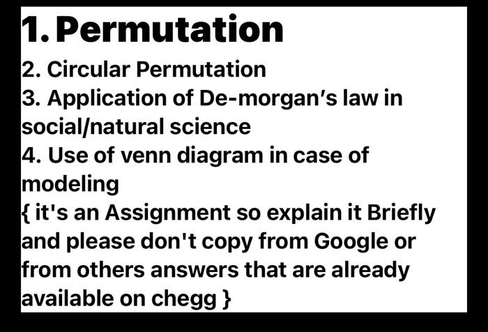 Solved 1. Permutation 2. Circular Permutation 3. Application | Chegg.com