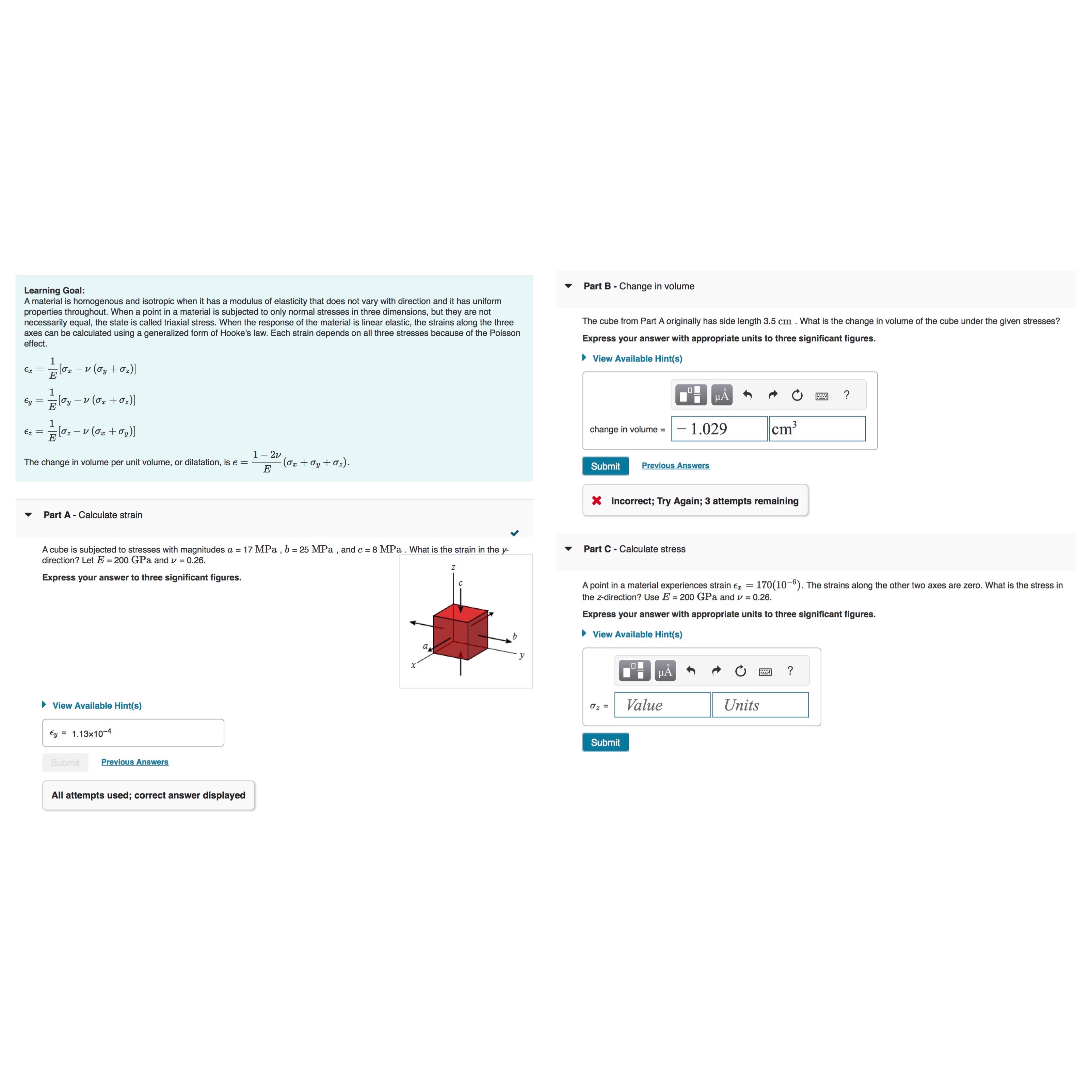 Solved Learning Goal:A material is homogenous and isotropic | Chegg.com