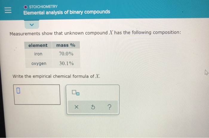 Solved O STOICHIOMETRY Elemental analysis of binary | Chegg.com