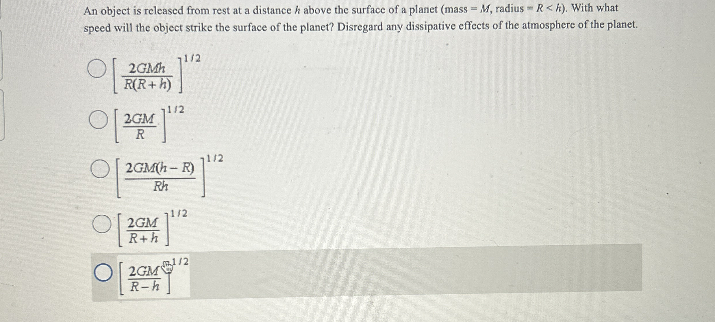 Solved An object is released from rest at a distance h | Chegg.com