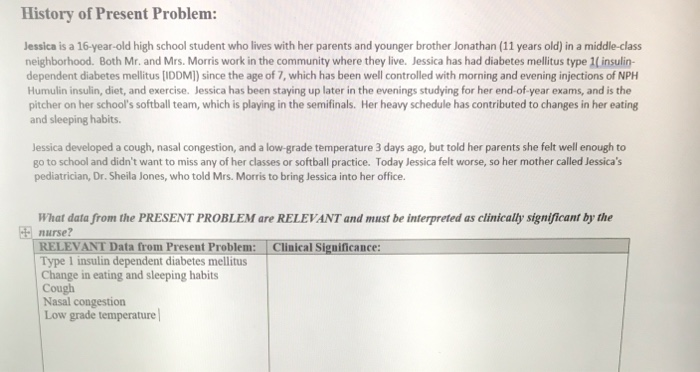 Solved History of Present Problem: Jessica is a 16-year-old | Chegg.com