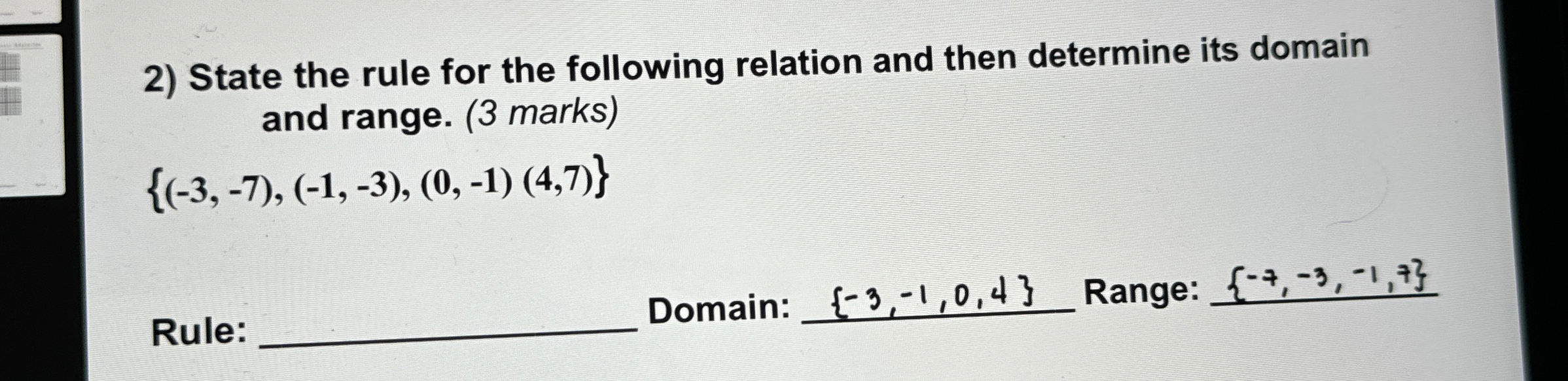 Solved State the rule for the following relation and then | Chegg.com