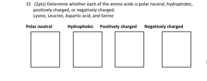 Solved 5 (2pts) Determine whether each of the amino acids is | Chegg.com