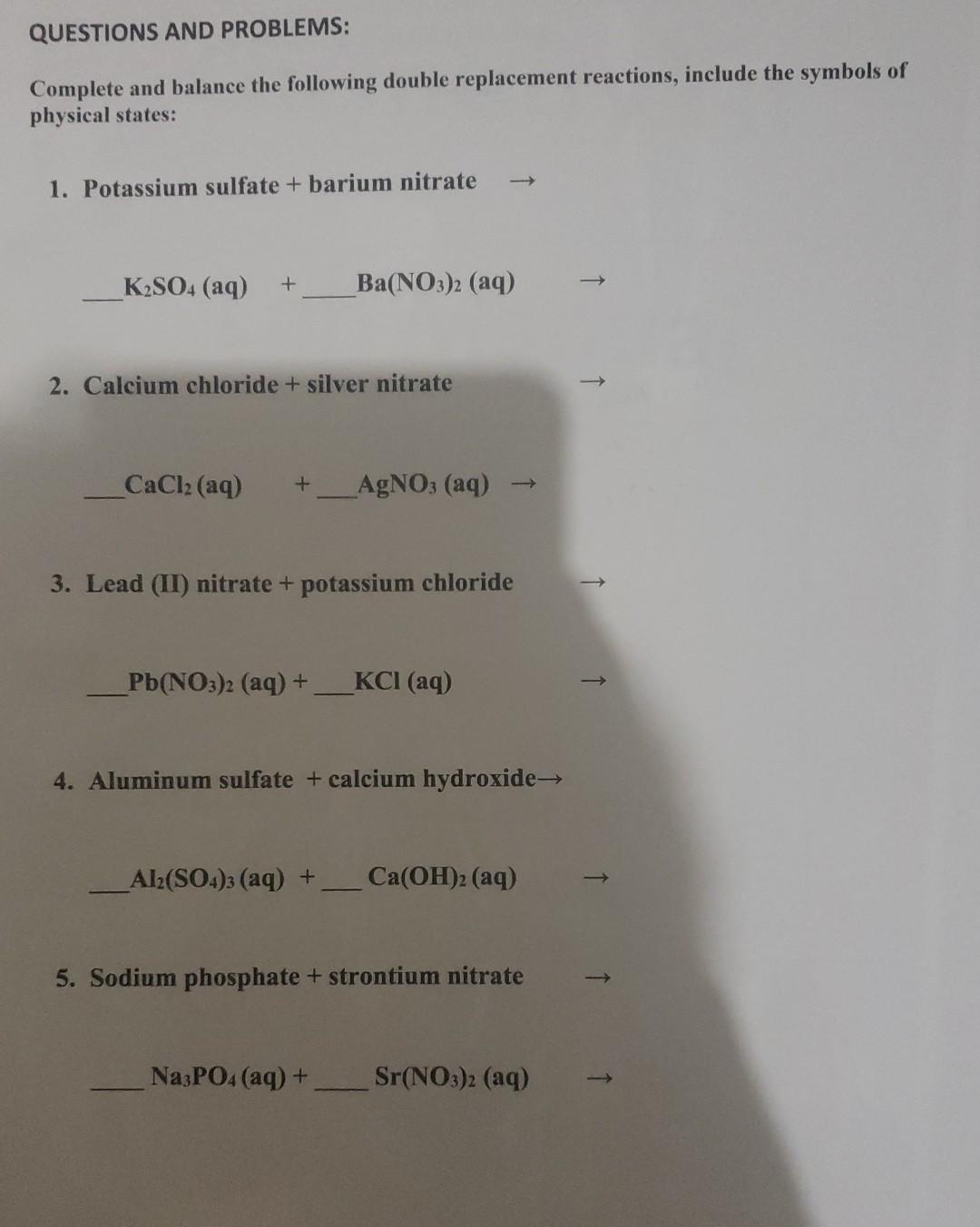 Solved TABLE 1 Reactants Rxn # Observations Products (names | Chegg.com