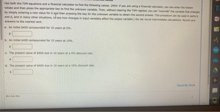 Solved Use both the TVM equations and a financial calculator | Chegg.com