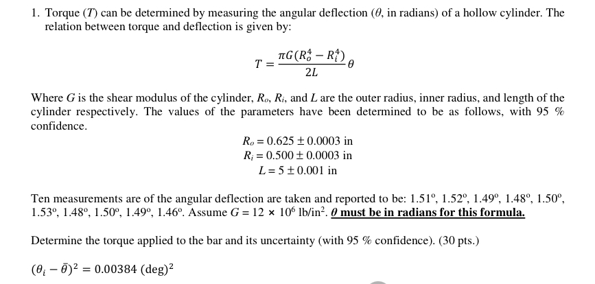 Solved Torque (T) ﻿can be determined by measuring the | Chegg.com