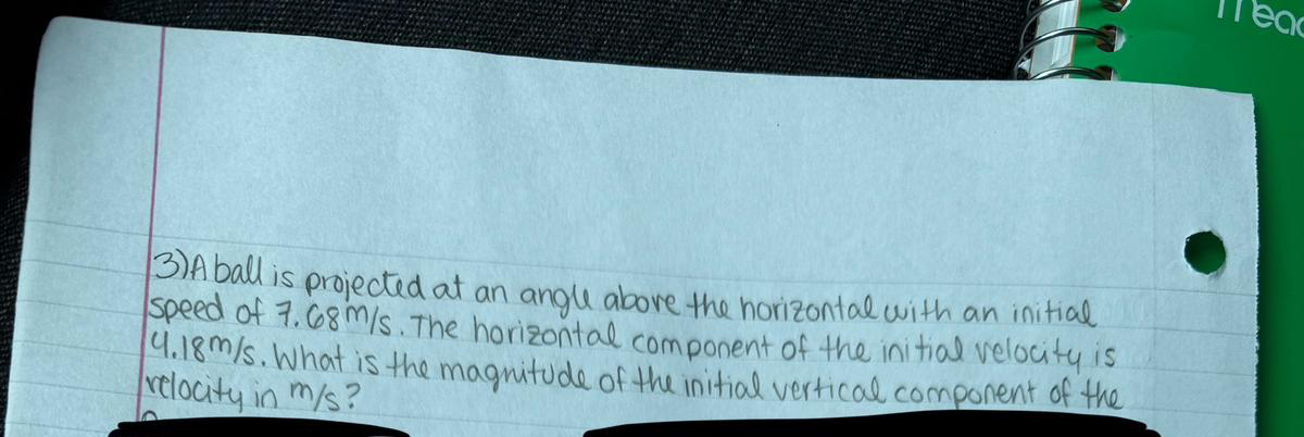 Solved A ball is projected at an angle above the horizontal | Chegg.com