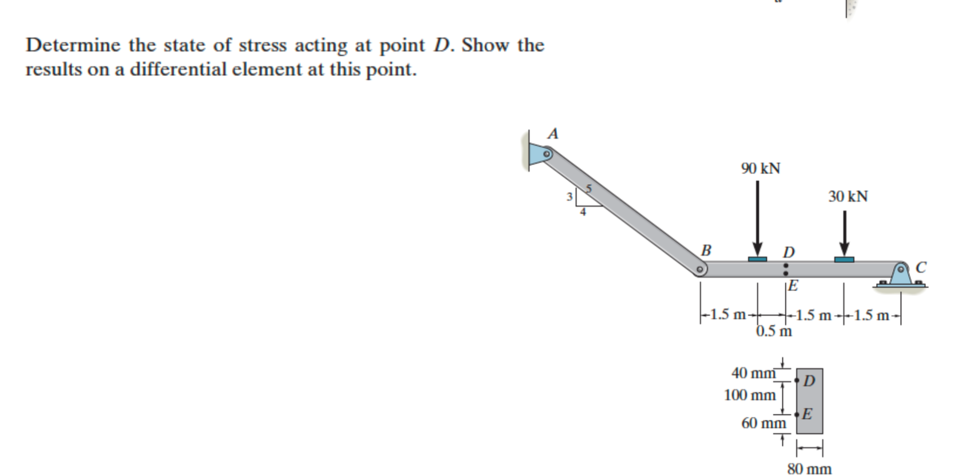 Solved Determine the state of stress acting at point D. | Chegg.com