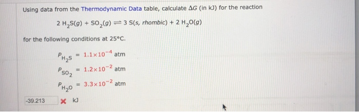 Solved Using data from the Thermodynamic Data table, | Chegg.com