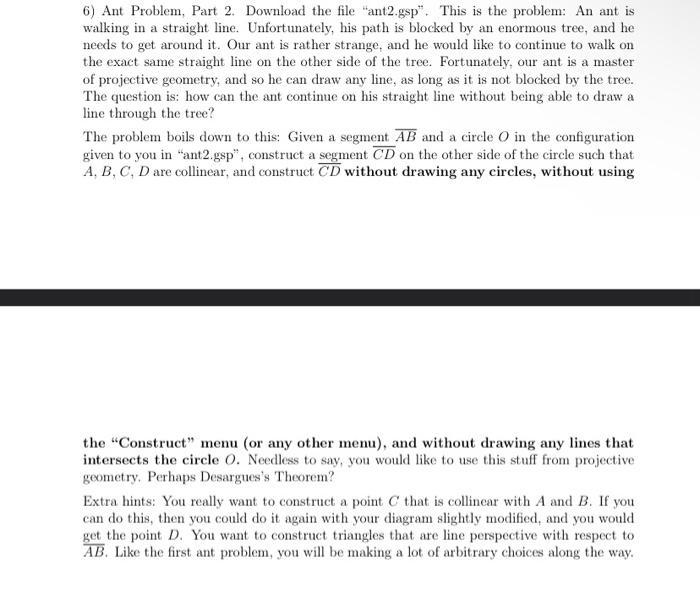 6) Ant Problem, Part 2. Download the file "ant2.gsp". | Chegg.com