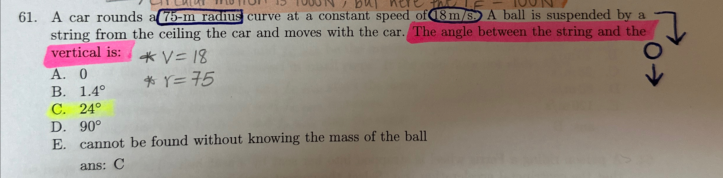 Solved A car rounds a 75-m ﻿radius curve at a constant speed | Chegg.com
