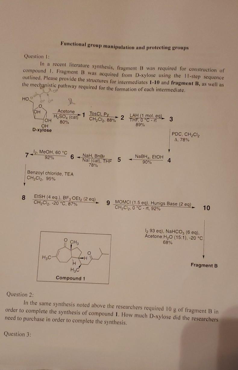 Solved Functional group manipulation and protecting groups | Chegg.com