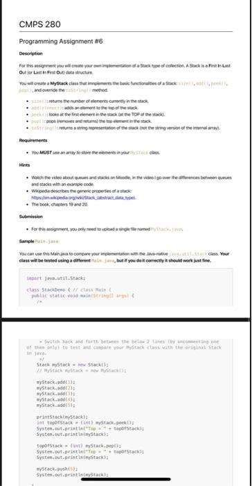 Solved CMPS 280 Programming Assignment #6 Description | Chegg.com