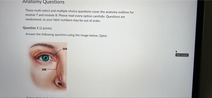 Solved Anatomy Questions These multi-select and multiple | Chegg.com