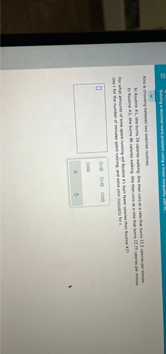 Solved Kira is choosing between two exercise routines. In | Chegg.com