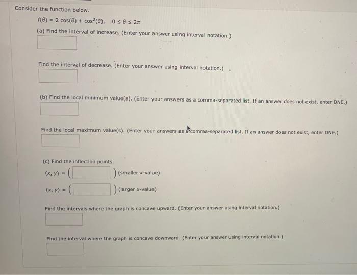 Solved Consider the function below. | Chegg.com