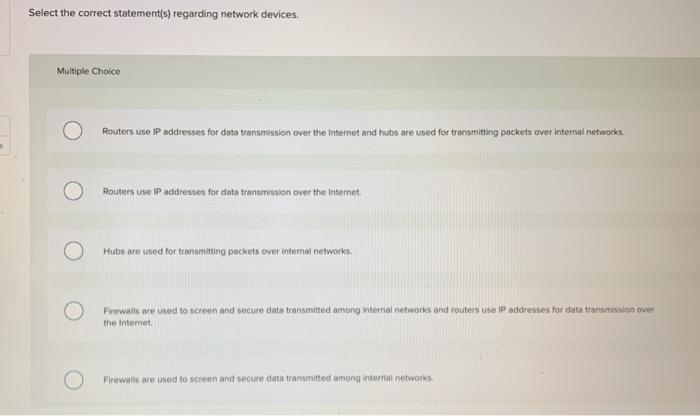 Solved Select The Correct Statement S Regarding Network