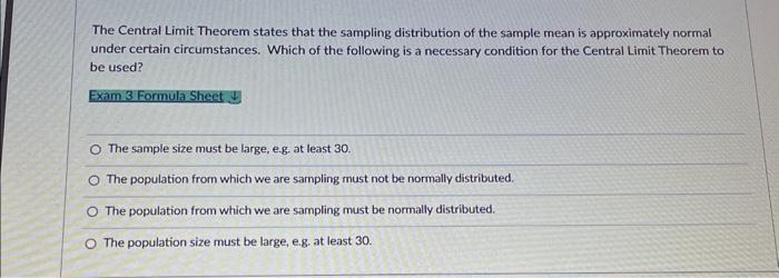 Solved The Central Limit Theorem States That The Sampling