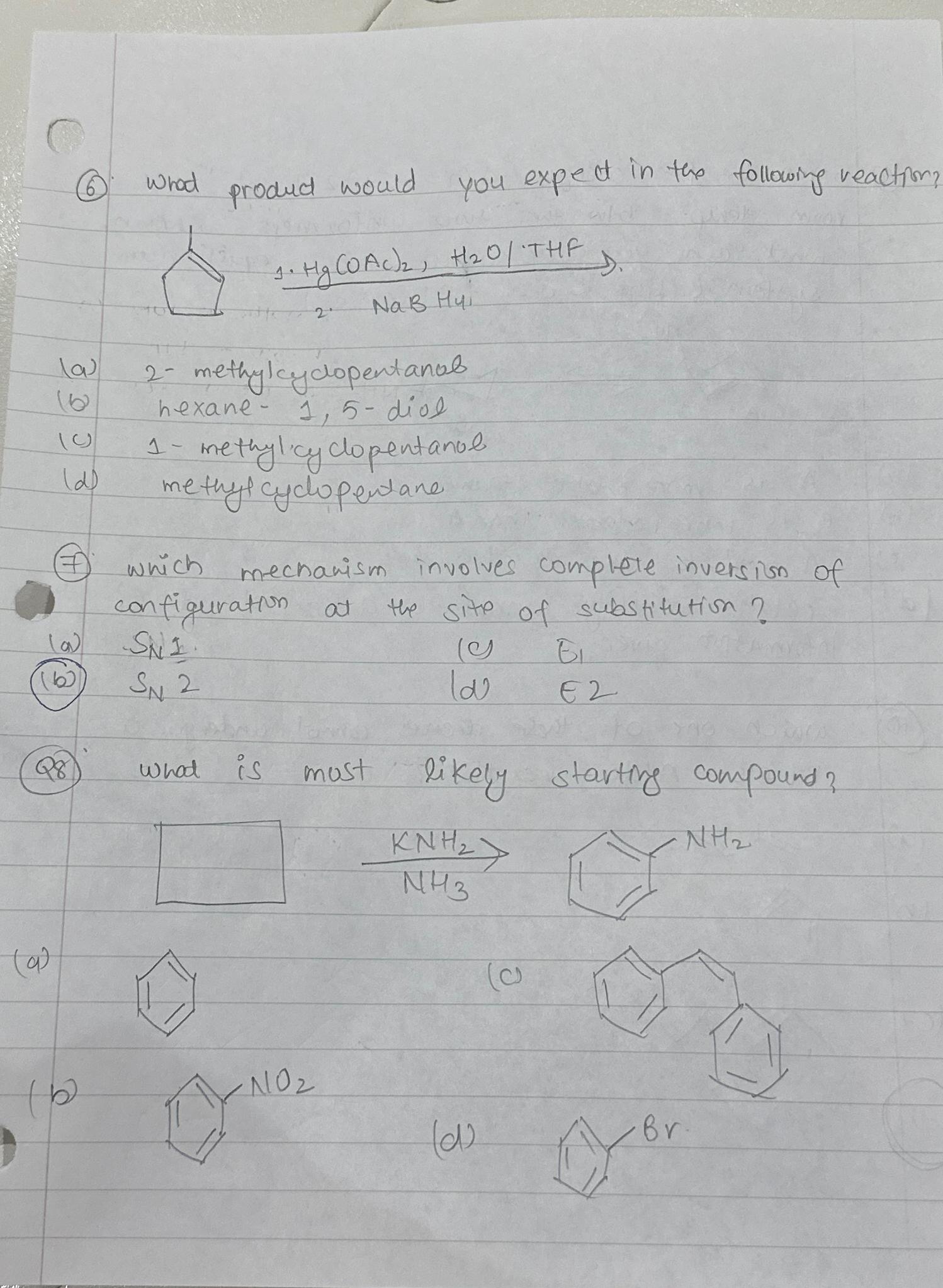 Solved (6) ﻿What product would you expect in the following | Chegg.com