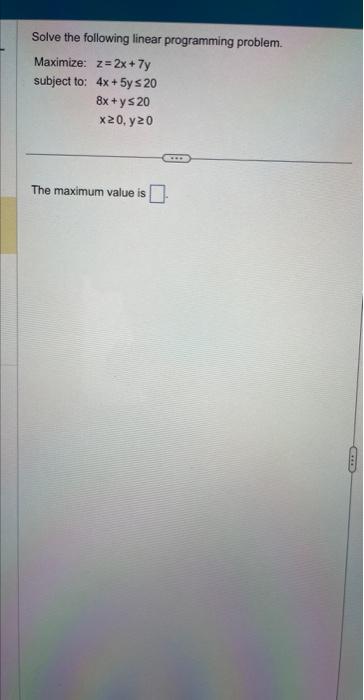 Solved Solve the following linear programming problem. | Chegg.com