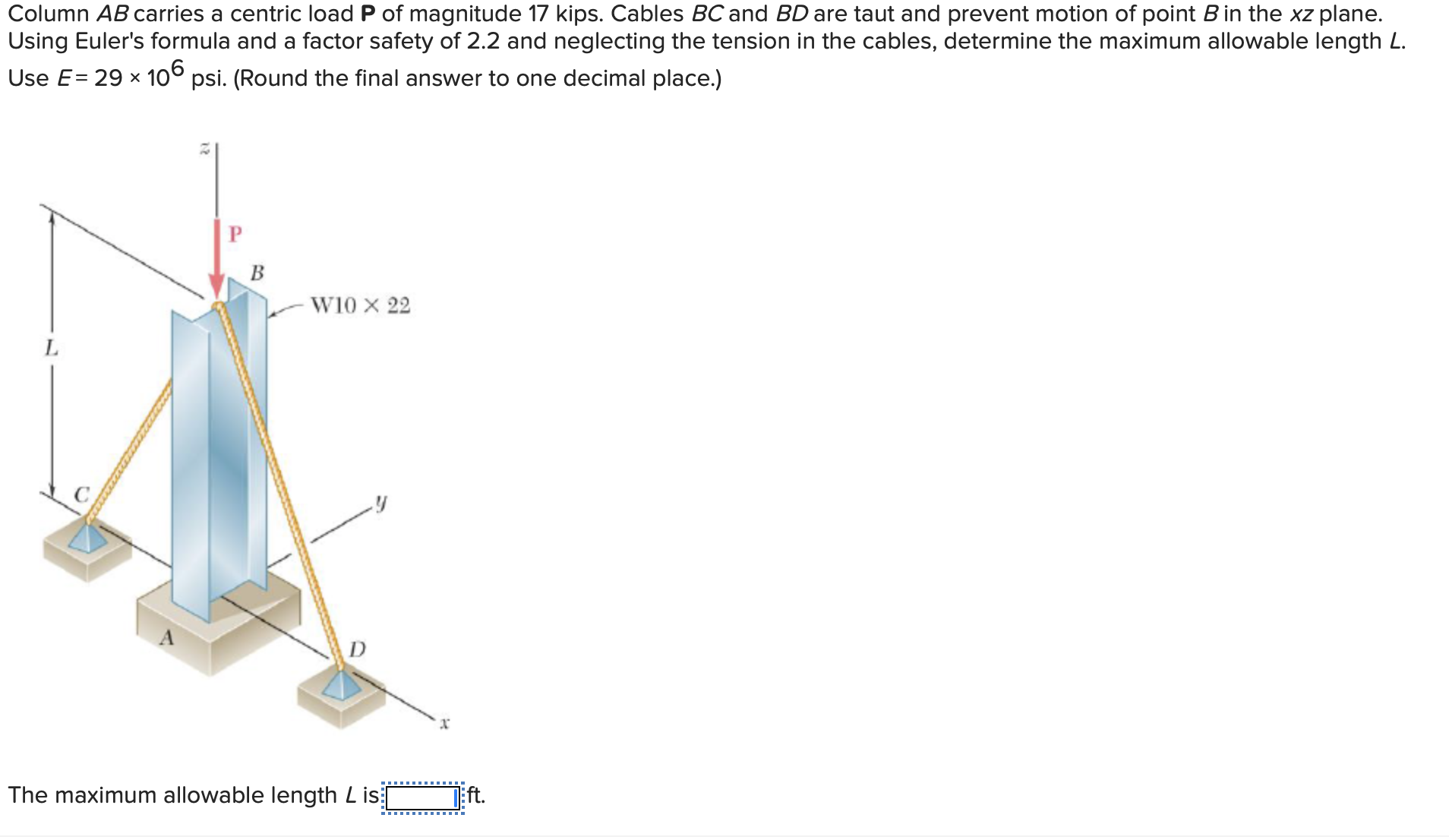 Solved Column \( ﻿A B \) ﻿carries a centric load | Chegg.com
