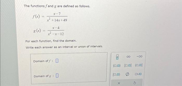 Solved The functions fand g are defined as follows. f(x) g | Chegg.com