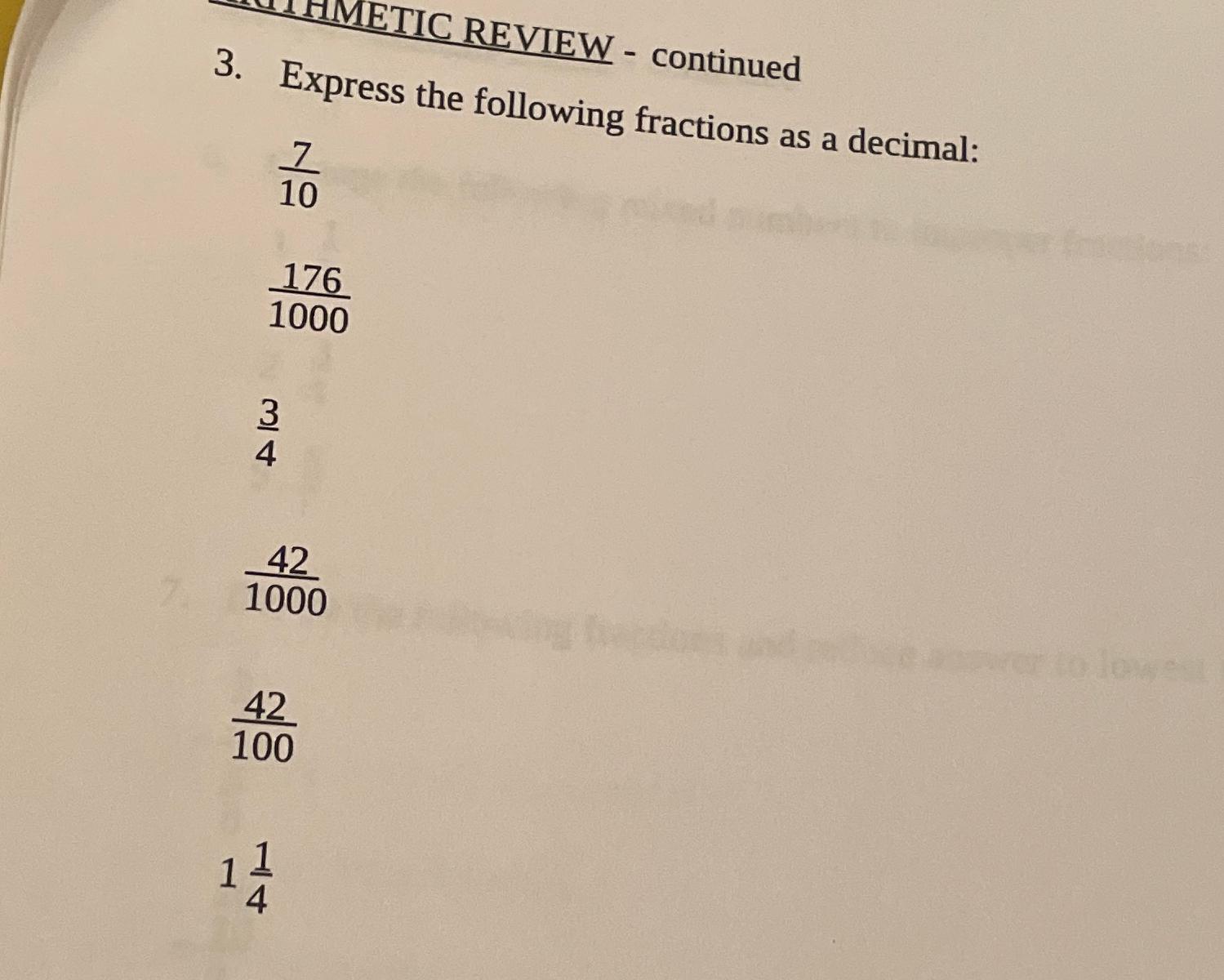 Solved Express the following fractions as a | Chegg.com
