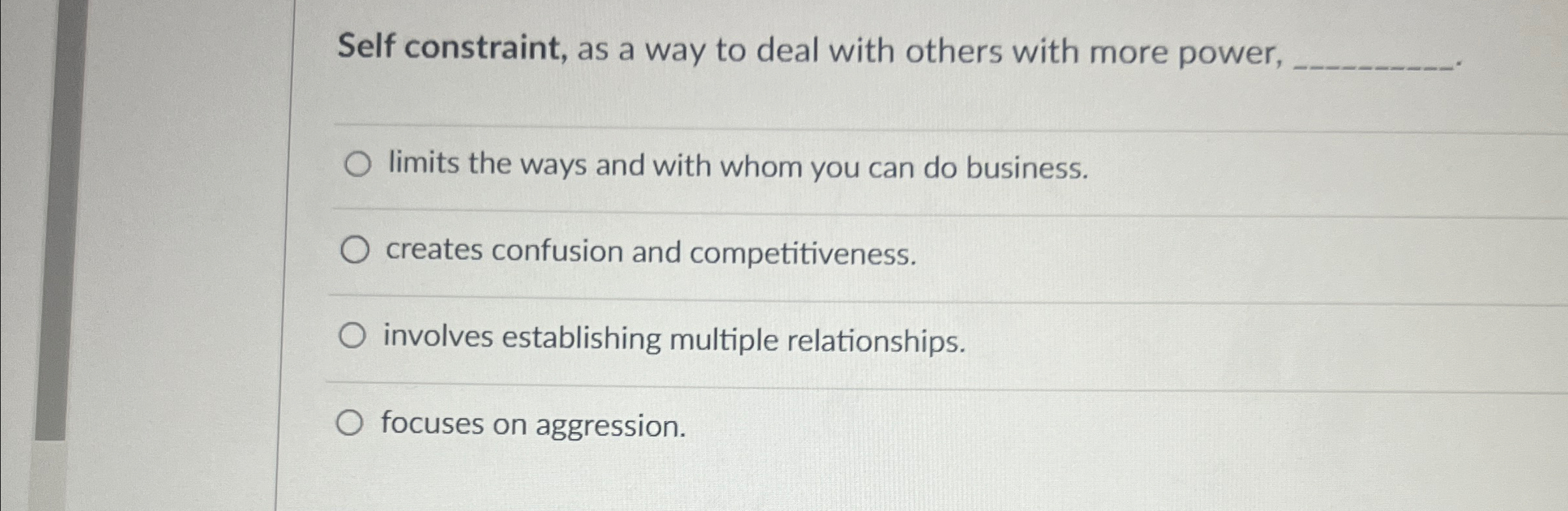 Solved Self constraint, as a way to deal with others with | Chegg.com