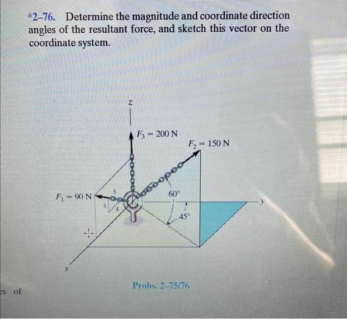 Solved 2 76 Determine The Magnitude And Coordinate
