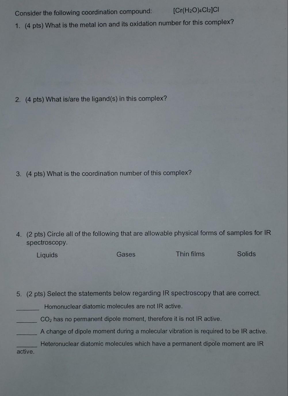 Consider the following coordination compound: | Chegg.com