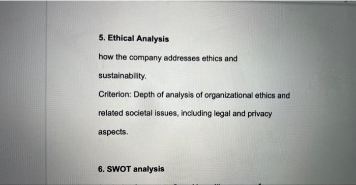 Solved 5. Ethical Analysis how the company addresses ethics | Chegg.com