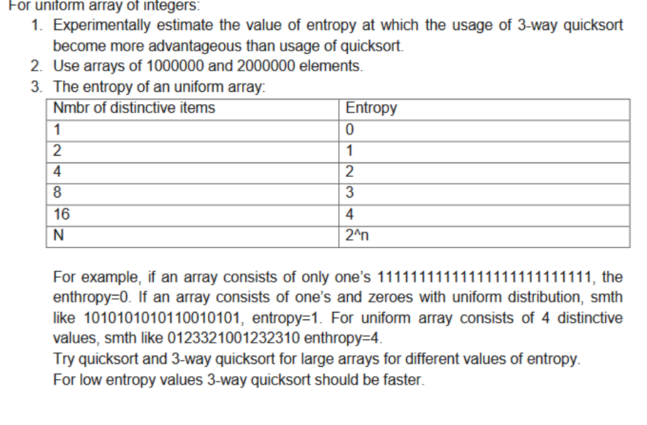 Solved For uniform array of integers:Experimentally estimate | Chegg.com