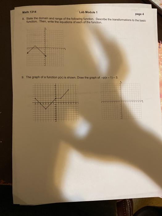 Solved Math 1314 Lab Module 1 page 4 8. State the domain and | Chegg.com